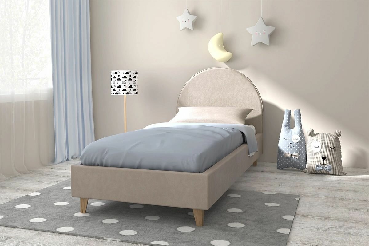 Кровать арт. 014 Бежевый, ширина 80 см, односпальная кровать, в детскую, в подростковую