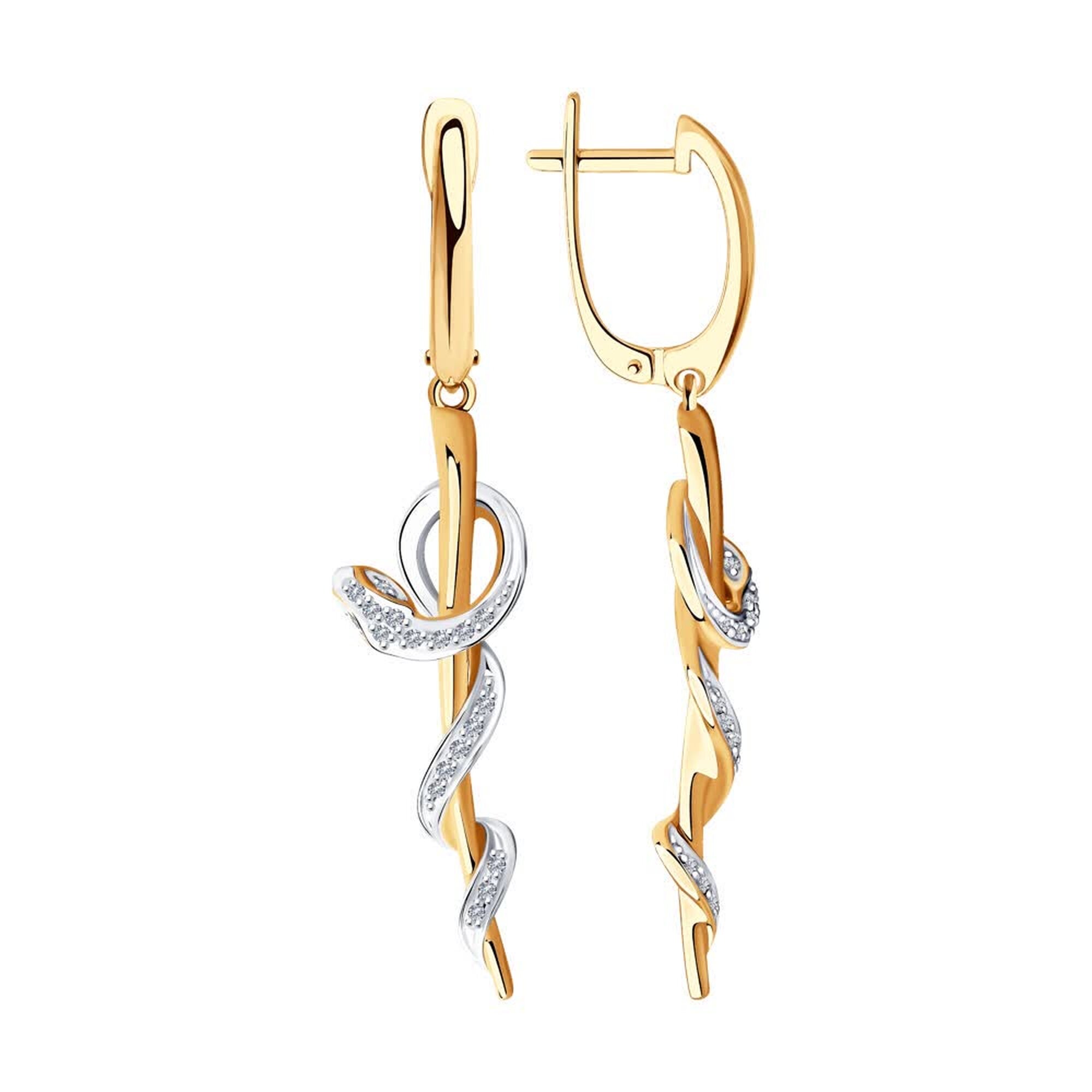 Серьги, красное золото, 585 проба, бриллиант