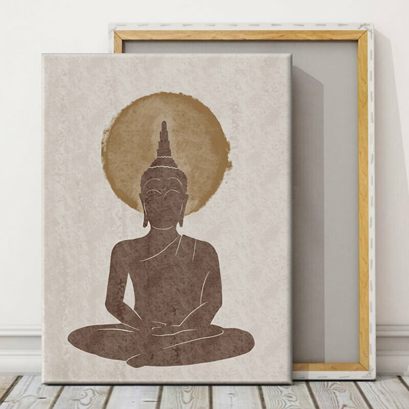 Картина на холсте 40х50 см "Будда силуэт", на стену для интерьера