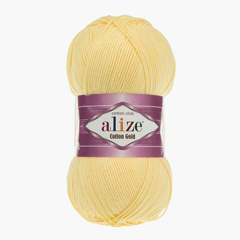 Пряжа Alize Cotton Gold 187 светлый лимон (100г/330м, упаковка 5 мотков)