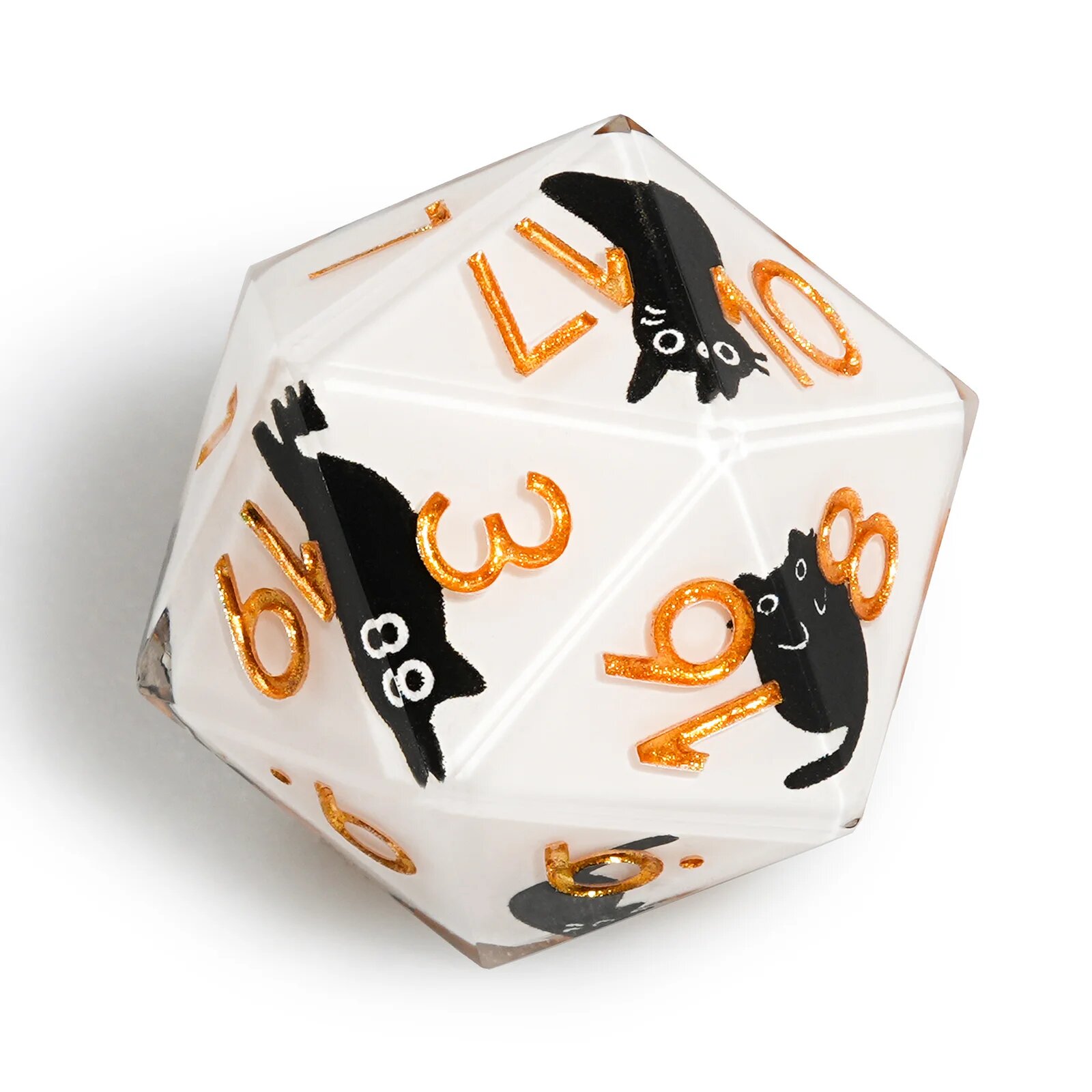 D20 кубик с котами, белый, 1pcs