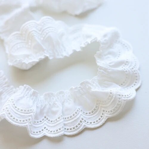 Хлопковая плиссированная ткань QRTRIM 2 шт, белый/бежевый, 5см Off white