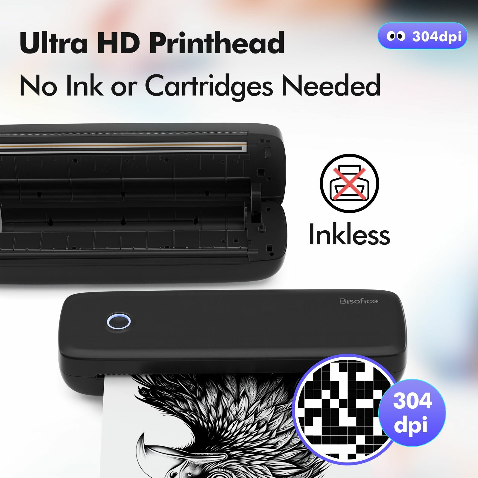 Портативный термотрансферный принтер A4 с беспроводным подключением и USB-подключением к м, Andoer