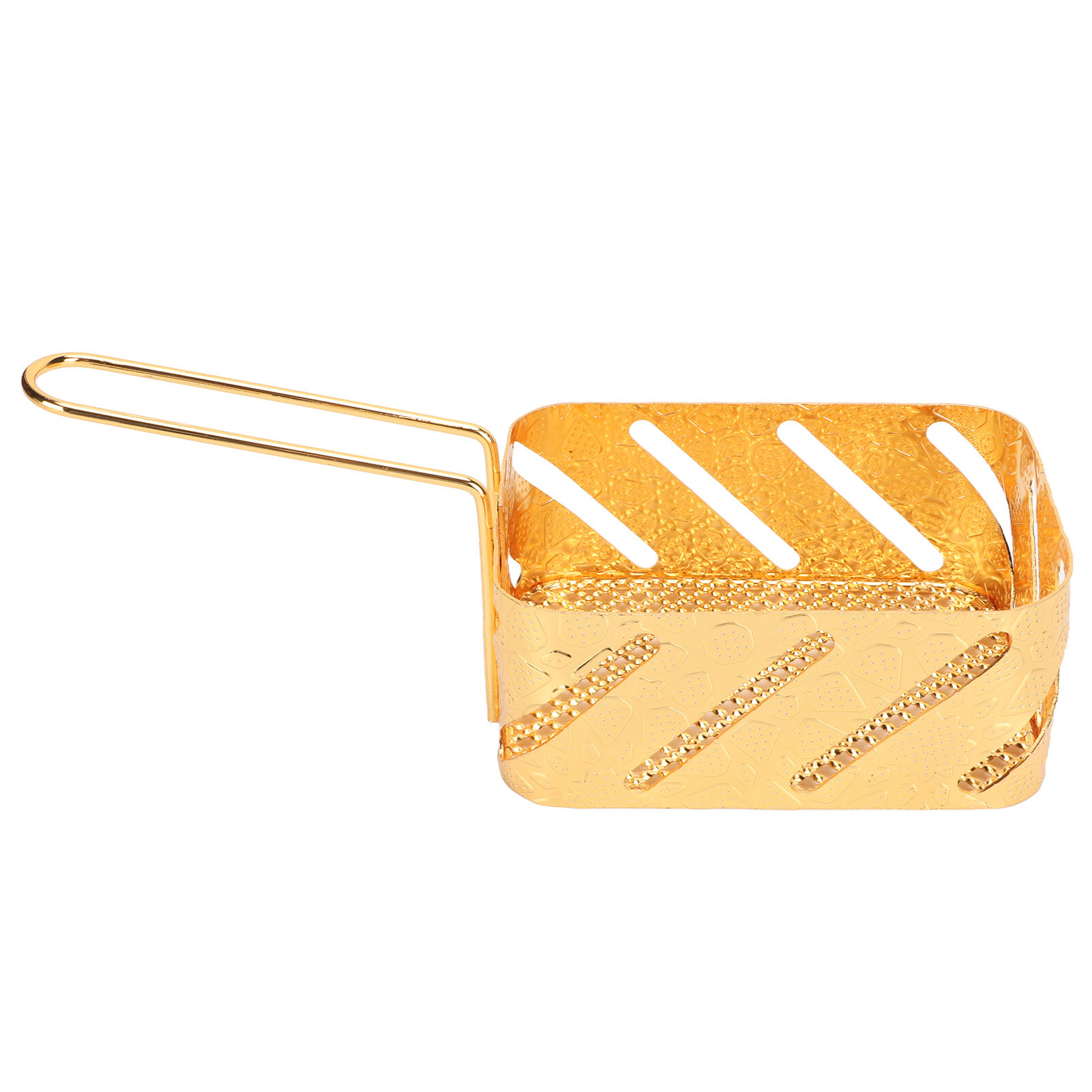 Корзинка для картофеля фри золотистого цвета, изготовленная из высокопрочного металла с толстой длинной ручкой, фильтр для жареной пищи, подходит для дома, кухни и кемпинга.