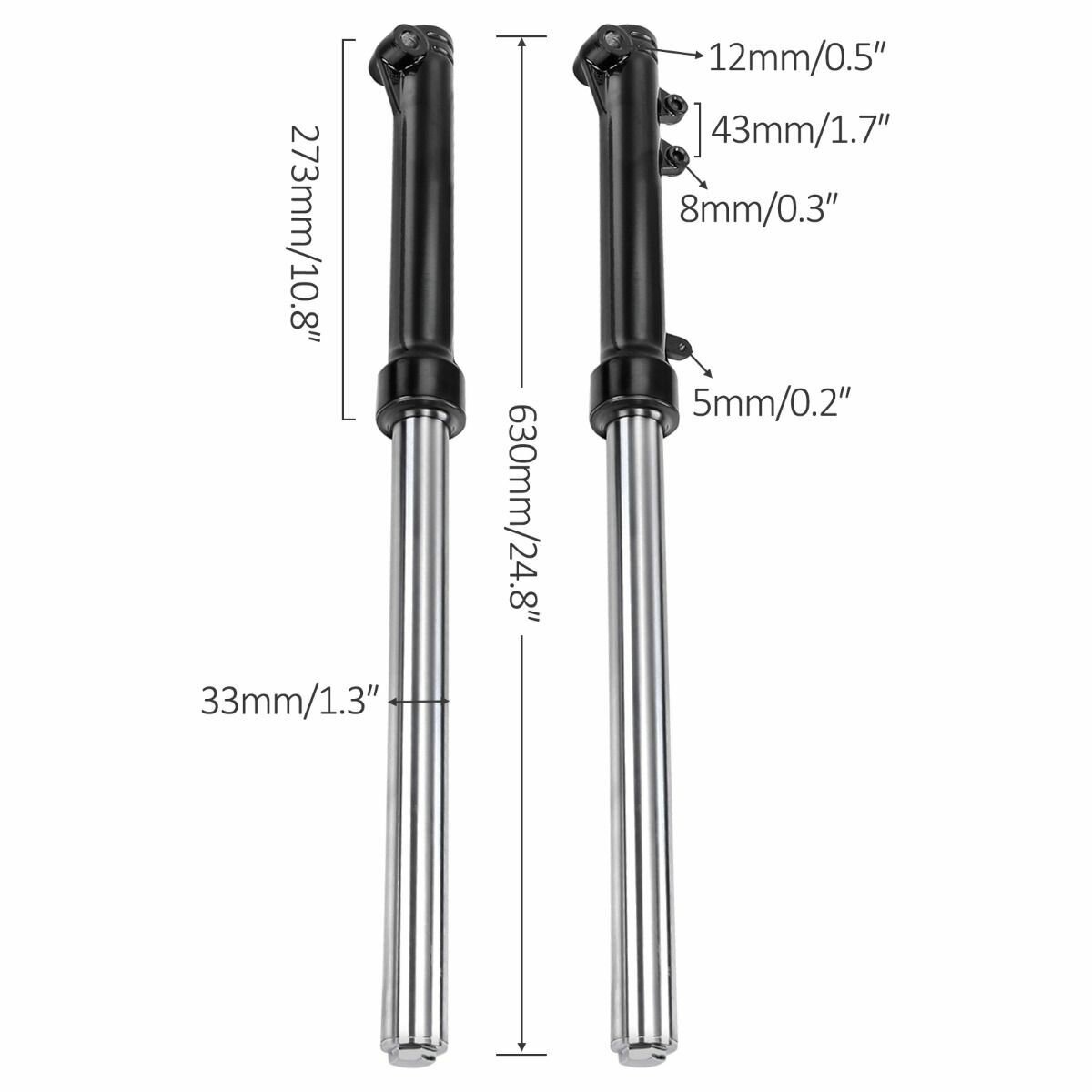 Передняя вилка JIUHANY 630/33 мм, для питбайка, улучшенная внедорожная, серебристый/черный