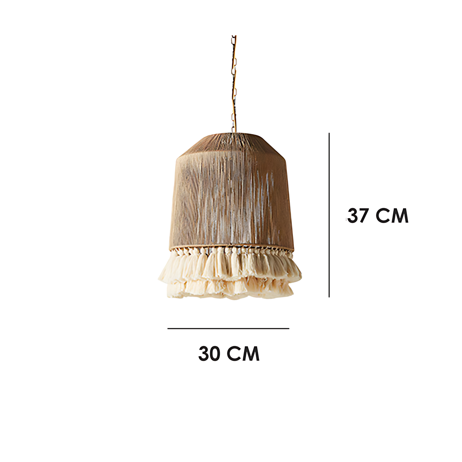 Светильник подвесной в этническом стиле, люстра в стиле бохо из пеньковой веревки с кисточками, 30х37 см