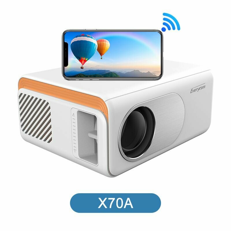 Проектор everycom x70 mini led поддержка 1080p wi-fi pocket pico портативный жк-дисплей видео фильм мультимедиа смартфон домашний