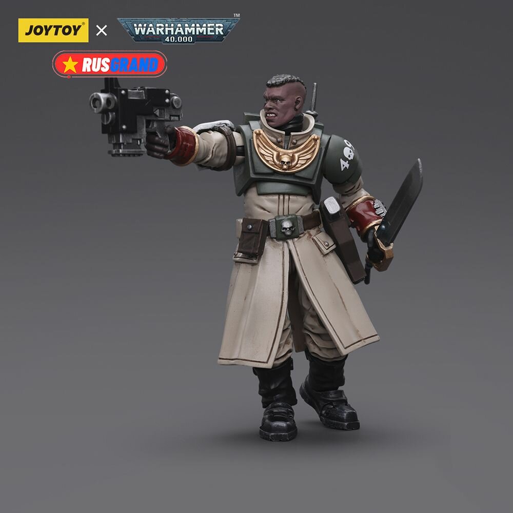 Warhammer 40000 Подвижная фигурка JOYTOY Astra Militarum Cadian Command Squad Commander with Power Sword