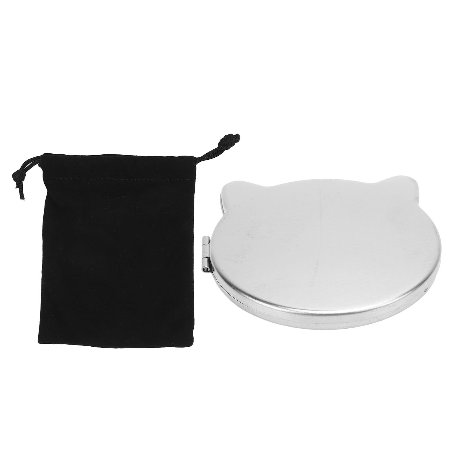 Компактное зеркало для макияжа, двухстороннее, из нержавеющей стали, однотонное, устойчивое к падениям, карманное, портативное, косметическое зеркало в форме кошки, 2,7 х 2,6 дюйма