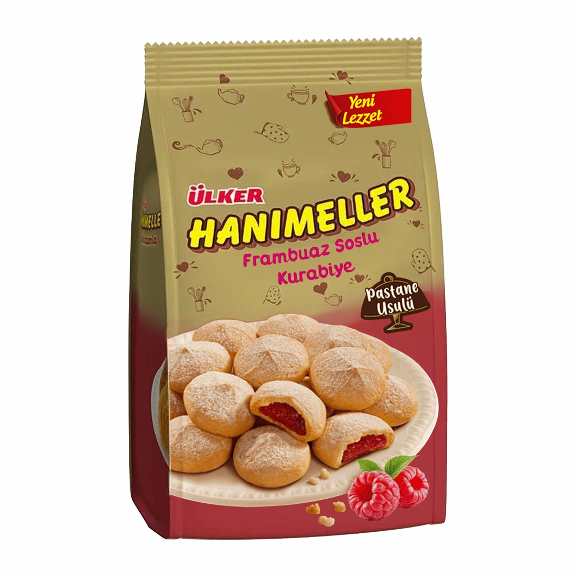 Курабье, турецкое песочное печенье с малиновой начинкой, "Ulker", Hanimeller Frambuaz Soslu Kurabiye, 150гр. Турция