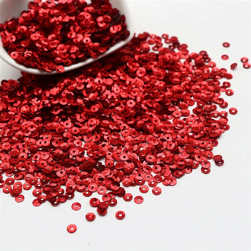 Круглые пайетки ПВХ 4-5 мм 10 г Красный, 5mm 10g 1200pcs, red 10g
