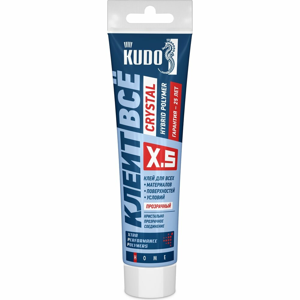 Клей KUDO клеит ВСЁ CRYSTAL на основе гибридных полимеров, прозрачный, тюбик 110 мл KXT-5T