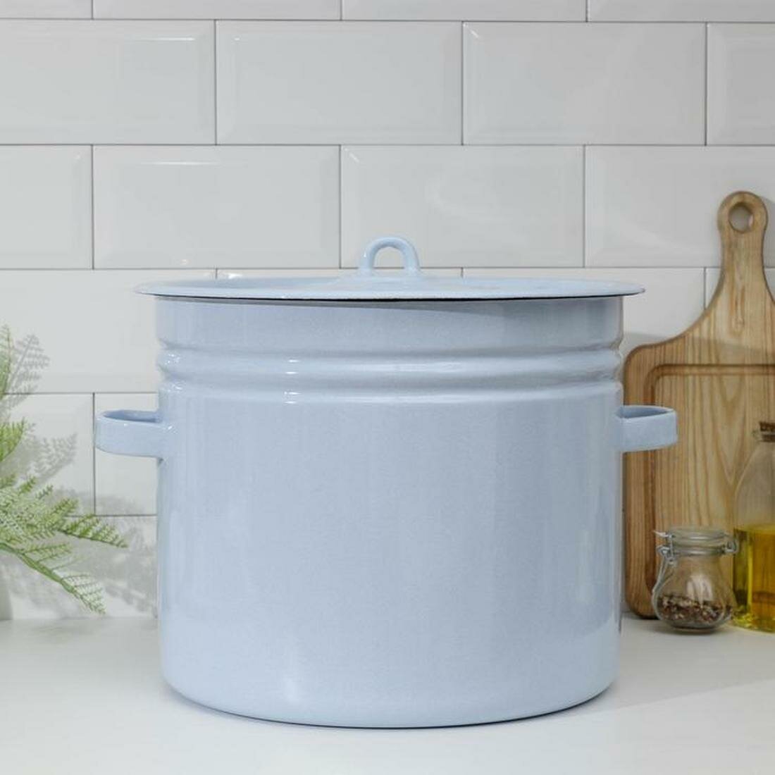 Эмалированный бак Сибирские товары, для индукции, 20л, серо-голубой