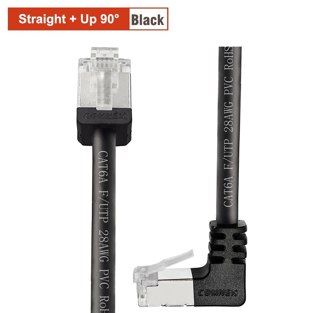 COMNEN Cat6a Ethernet кабель 90 градусов Up 90 FTP, 1.5m