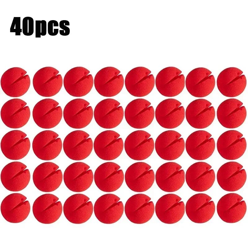 Красные клоунские носы из пены, 5/10/20/40 шт. 40Pcs