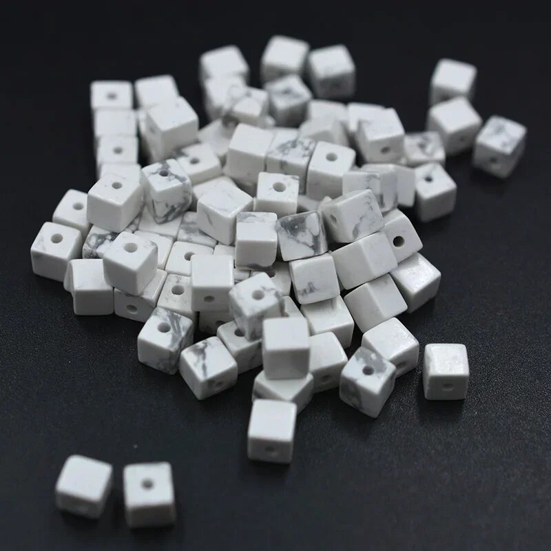 Белые каменные кубики-бусины 6мм, Color: Белый