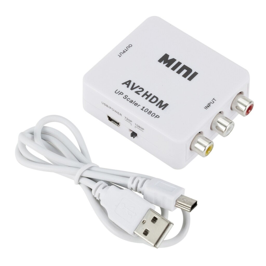 Конвертер аудио и видео с порта AV 3RCA в HDMI1080P-белый