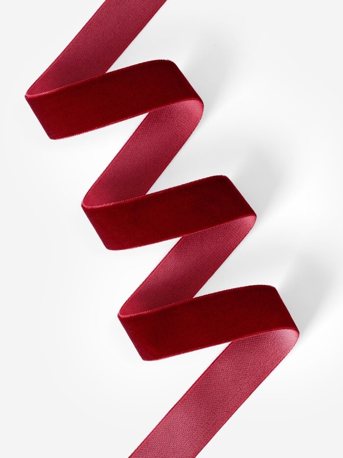 Ленточка для подарков / шитья, лента для рукоделия / для бантов бархатная, 20 мм, 18 +- 1 м, цвет бордовый №43