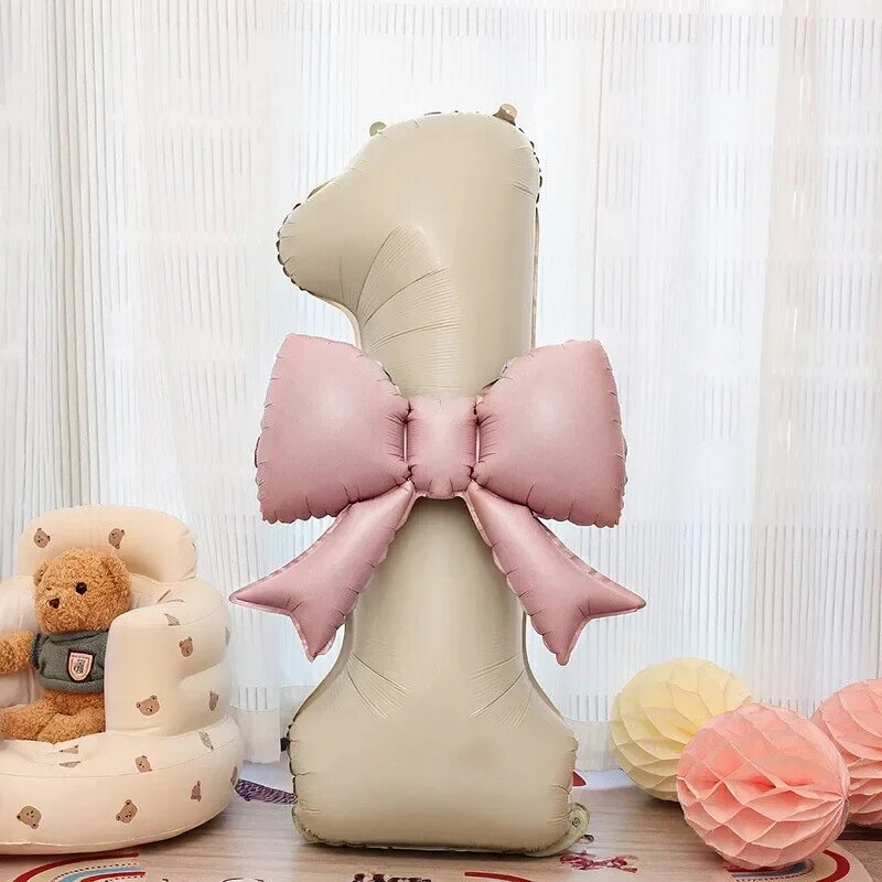 1 шт, воздушный шар из алюминиевой фольги с большим номером и цифровым бантом, декор для свадьбы, дня рождения, номера 0-9, товары для вечеринок «сделай сам»