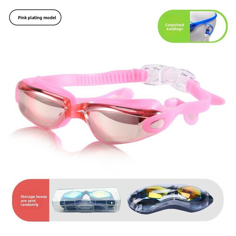 Goggles water sports adult brand with durable silicone frame uv protection for swimming and training pink