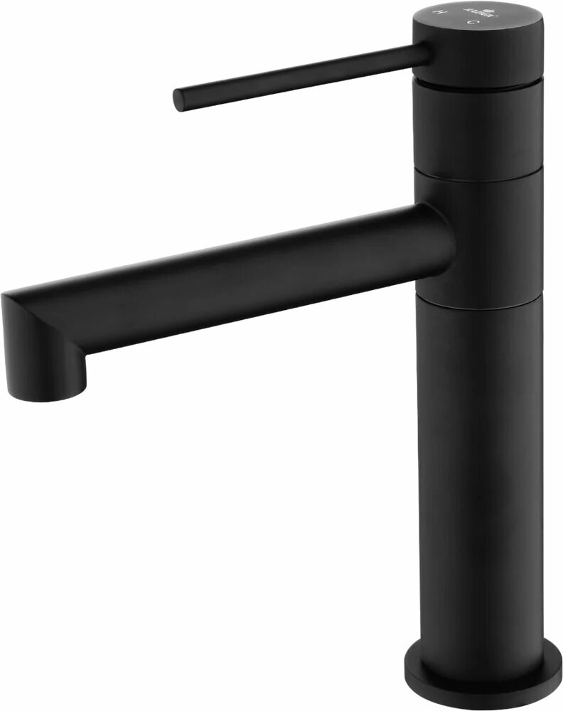 Смеситель для раковины Kaiser Vita 43011-2 черный, матовый, кран для ванной в раковину, из латуни, рычажный, с поворотным изливом, с керамическим картриджем, с функцией экономии расхода