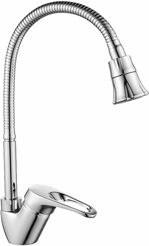 Смеситель для кухни Rossinka B B35-26 с гибким изливом, хром, глянцевый, однорычажный, латунный, с керамическим картриджем