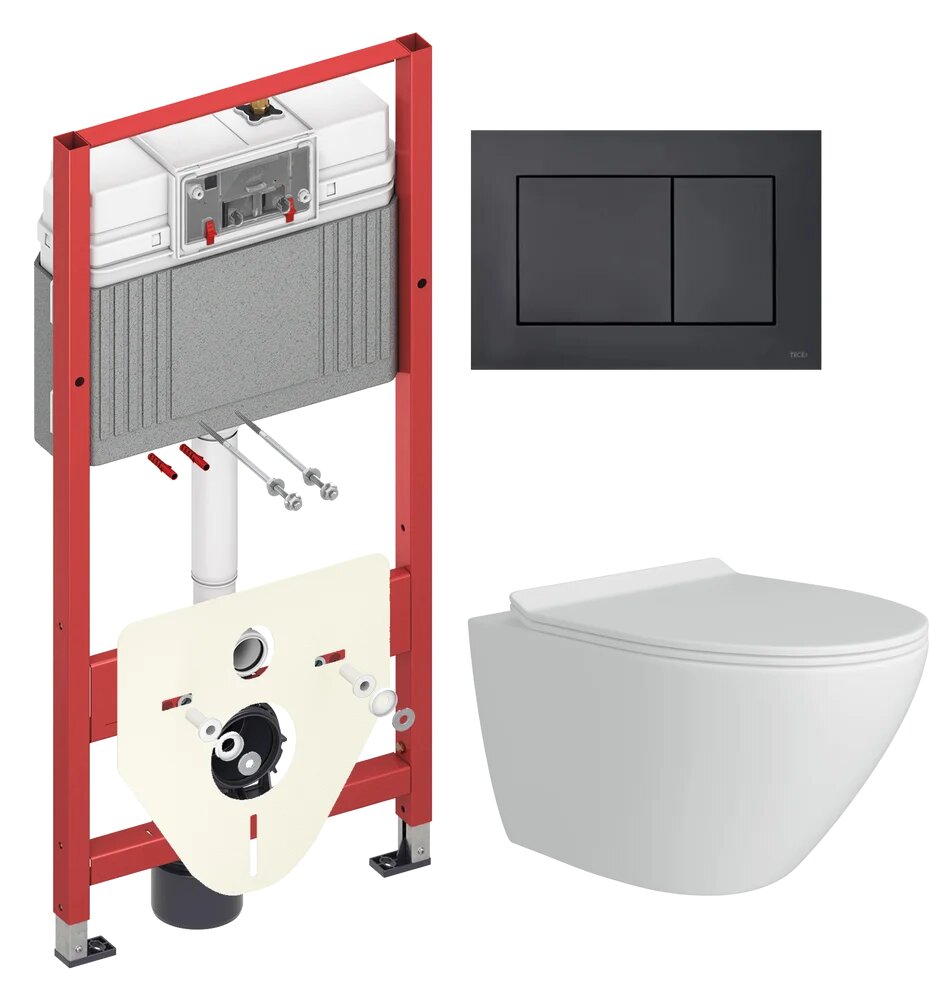 Комплект 2 в 1 Унитаз подвесной Teymi Lina Pro T40106 / Инсталляция с кнопкой TECE Now 9400414