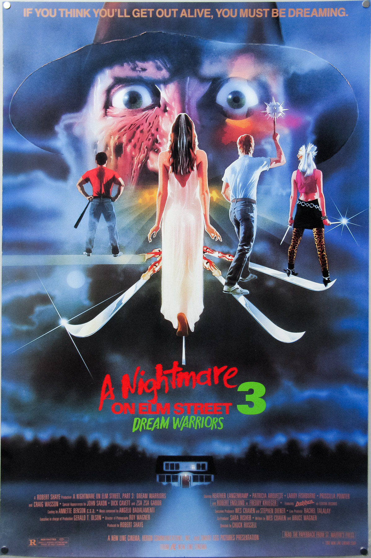 Плакат, постер A Nightmare on Elm Street 3: Dream Warriors (1987) (Кошмар на улице Вязов 3: Воины сна) на бумаге, размер 30х42см