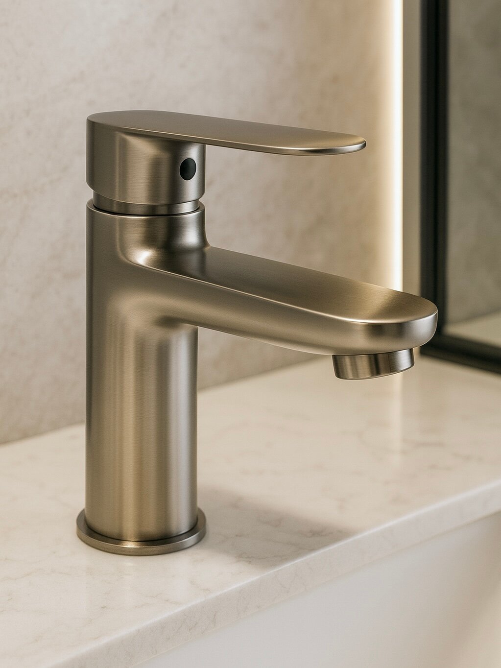 Смеситель для раковины в ванную комнату, латунь, однорычажный, никель