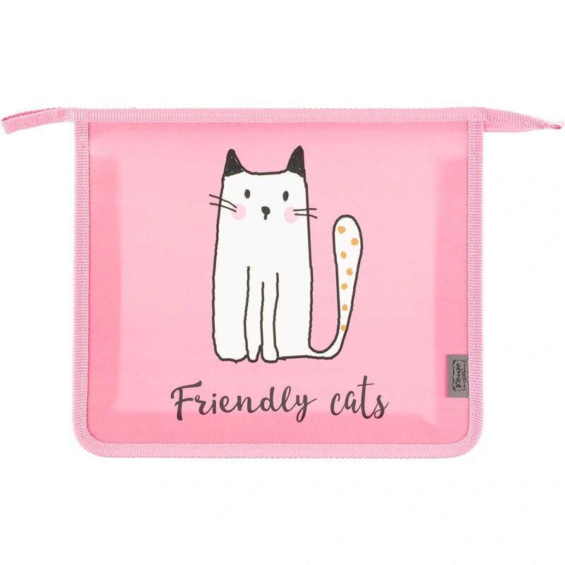 Папка для тетрадей Friendly cats, А5, на молн, пластик, ПТ-713