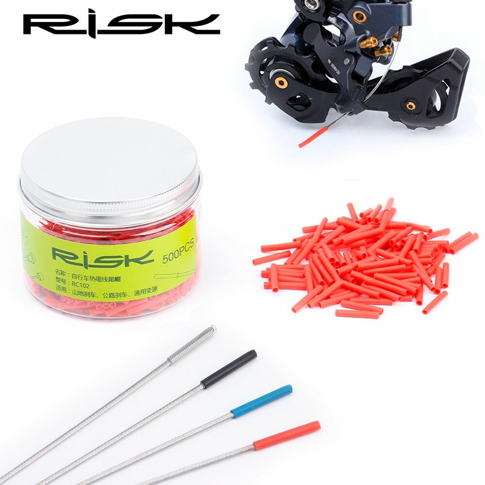 Термоусадочный наконечник троса RISK красный, 20 шт (концевик троса переключения / тормоза универсальный)