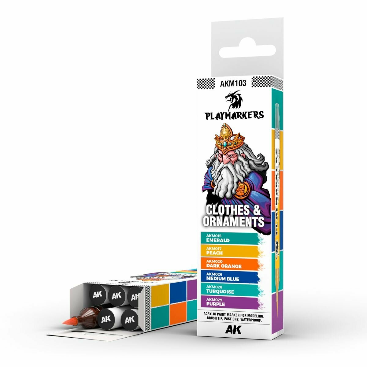 Набор Акриловых маркеров с кистью Playmarkers Set - Clothes & Ornaments
