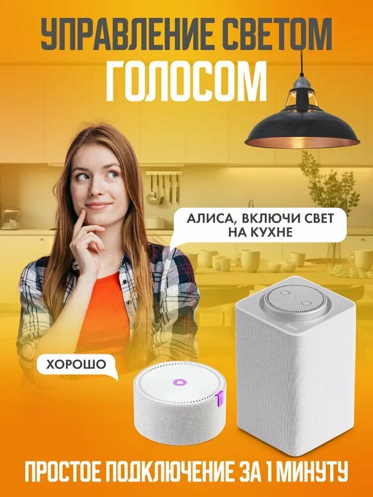 Умный выключатель двухклавишный накладной Wi-Fi с управлением со смартфона, белый — фото 1
