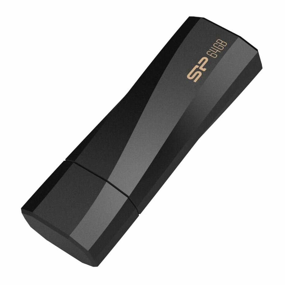 Память USB Flash 64 ГБ Silicon Power BLAZE B07 BLACK (SP064GBUF3B07V1K) - USB 3.0, скорость чтения до 35 Мб/с, скорость записи до 10 Мб/с, Колпачок, Пластик