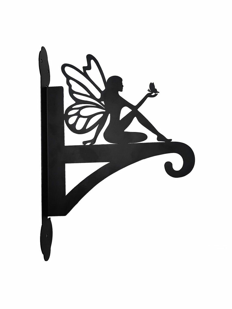 Черный металлический настенный крючок, Цветочная фея-бабочка