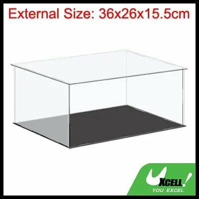 Прозрачный акриловый бокс для коллекций, 36x26x15.5 см, защита от пыли, для поделок и коллекций