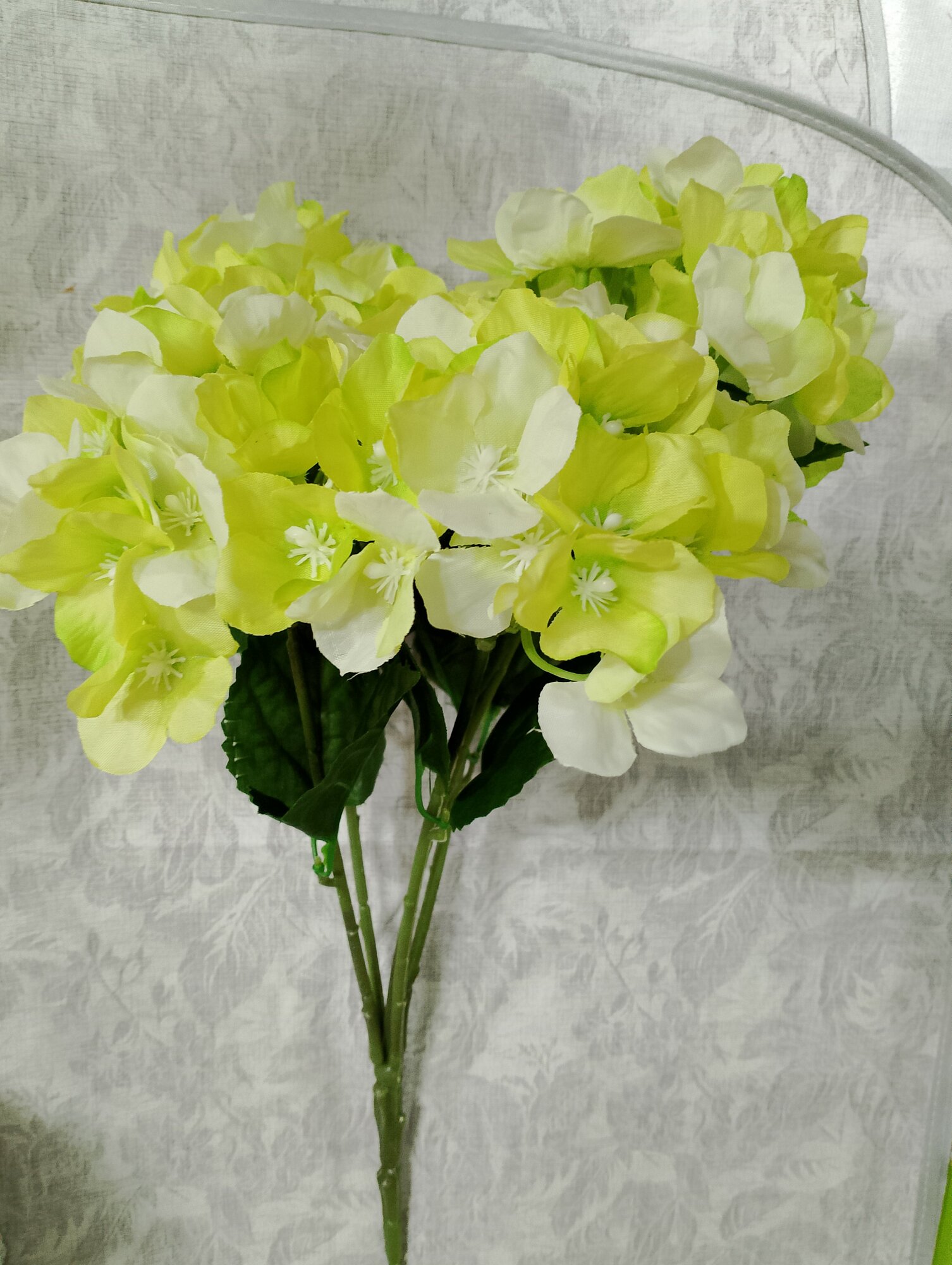 Искусственные цветы Букет гортензии 45см, цвет зеленый