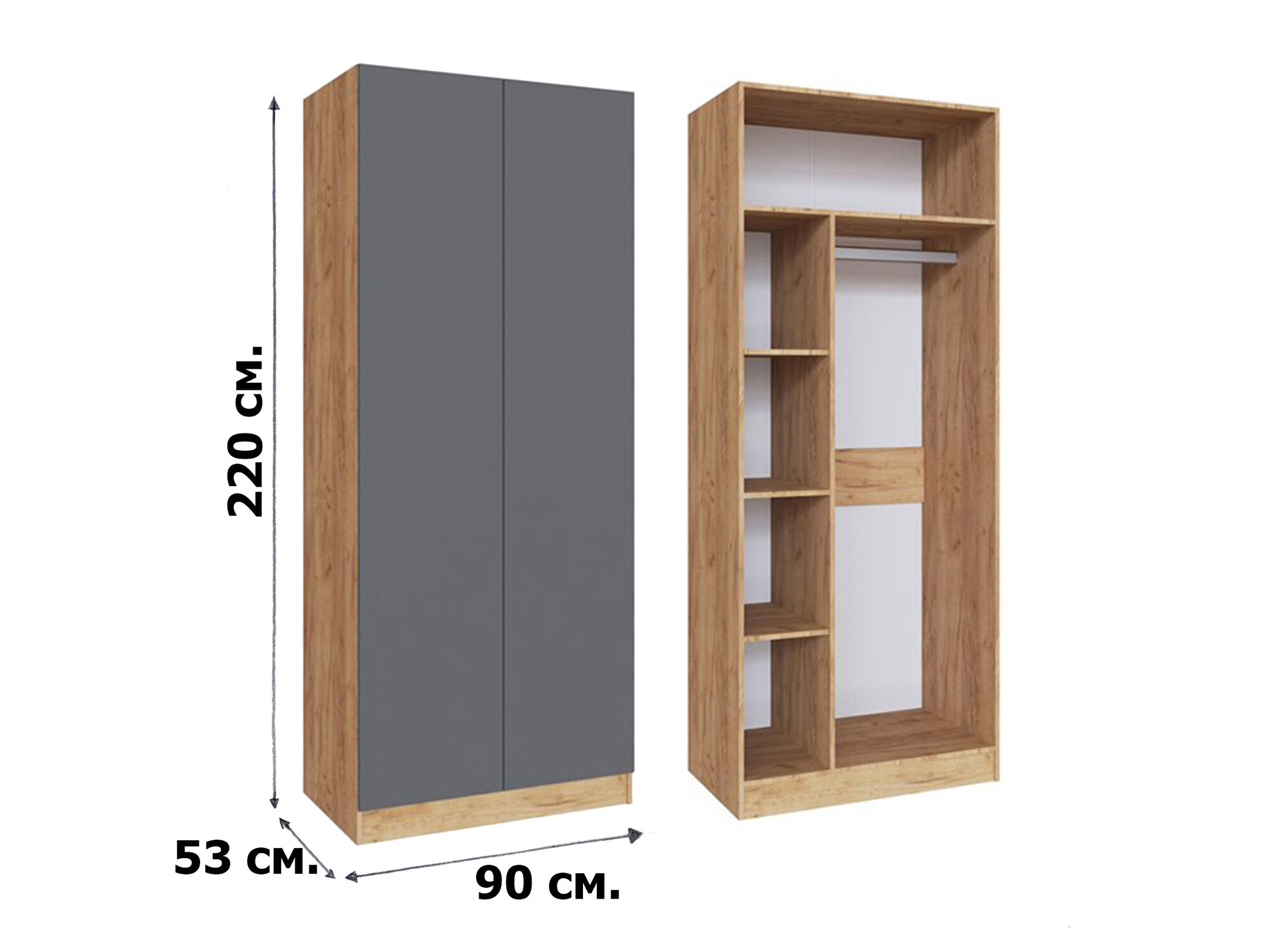Прихожая Руэлла Шкаф универсальный Тэкс цвет дуб крафт золотой/графит серый