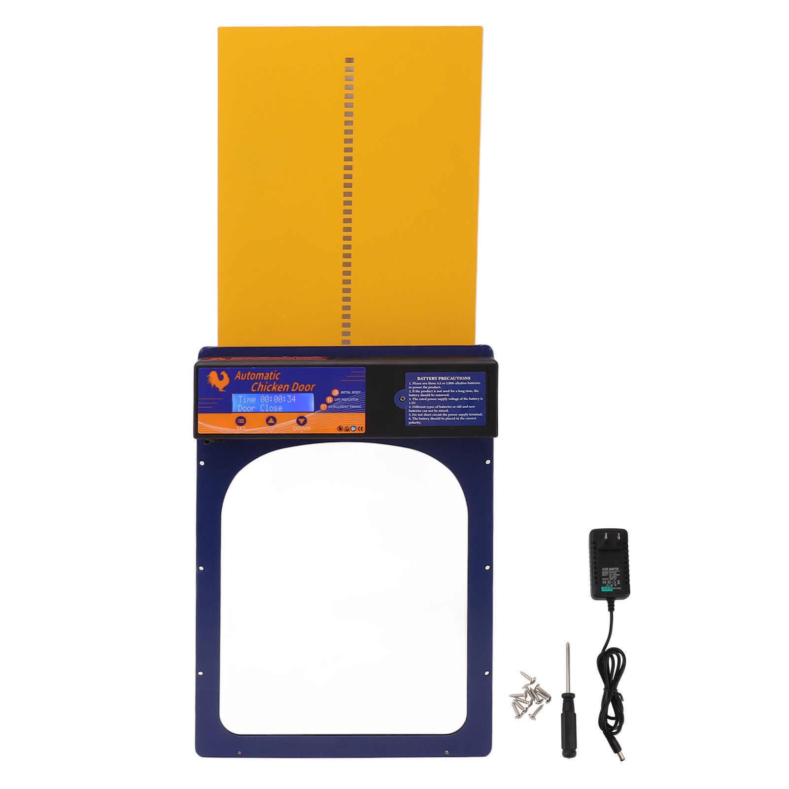 Автоматическая дверь курятника IP45 Водонепроницаемая программируемая алюминиевая дверь курятника с таймером для домашней фермы 100‑240 В Royalblue Американская вилка