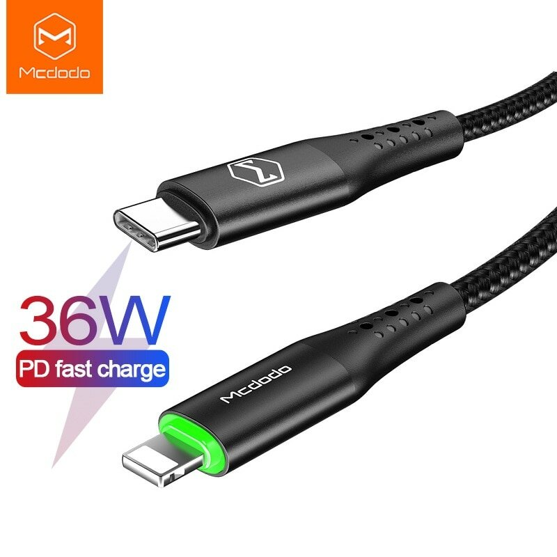 Mcdodo 36W USB Type C PD кабель с автоматическим отключением для iPhone Lightning 14 13 12 11 Pro Max iPad кабель для бы