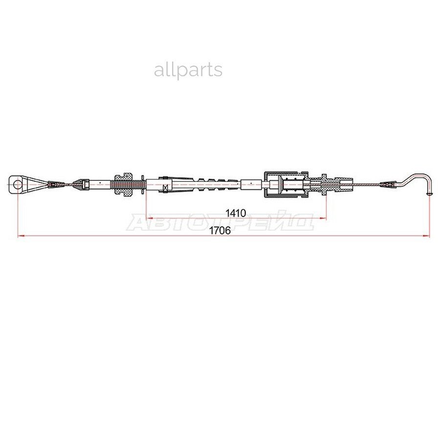 SAT ST-401-0002 Трос газа VOLKSWAGEN TRANSPORTER IV 90-03 (1706mm)
