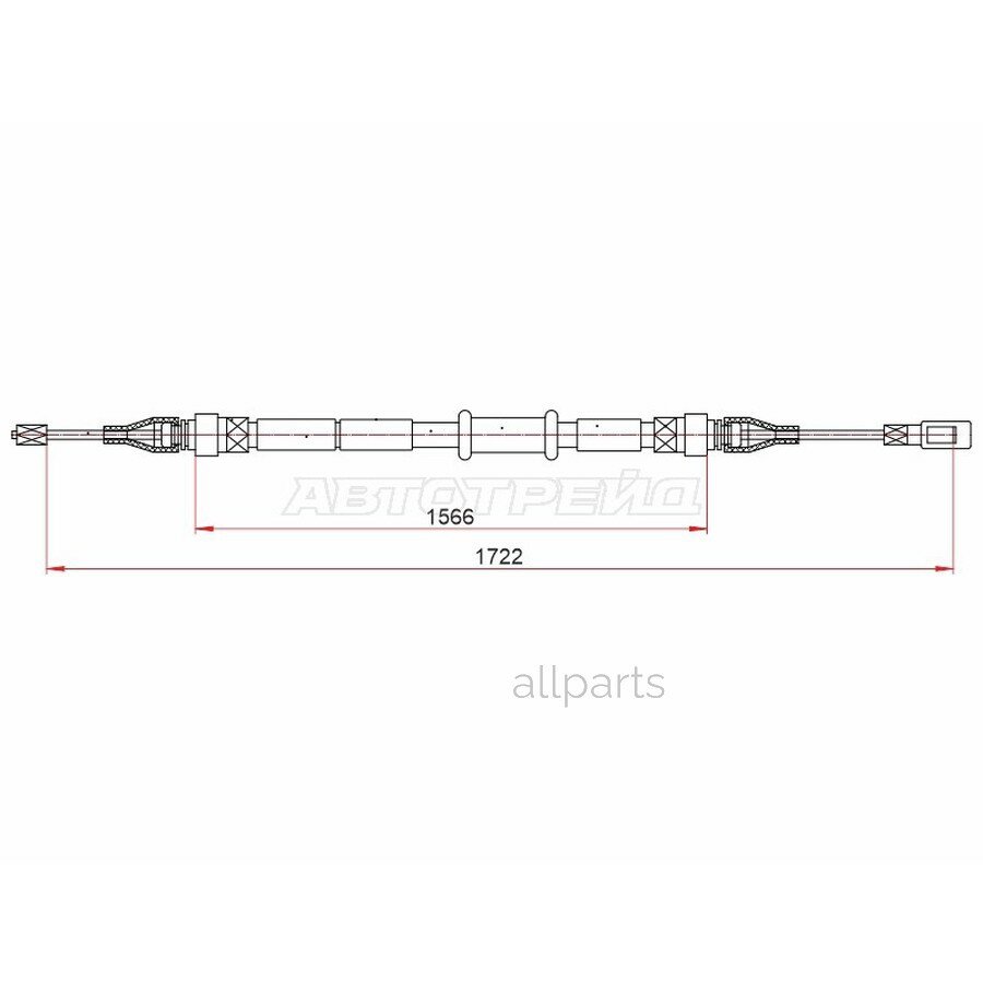 SAT ST-52-0026 Трос ручного тормоза Audi 80 91-95