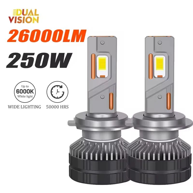 Светодиодная лампа Canbus H7 для фар H1 H4 H8 H11 9005 HB3 9006 HB4 9012 HIR2 D2S D4S 4300K 6000K двойная медная лампа для противотуманных фар 6000K, H4/9003/HB2 высокий/слабый