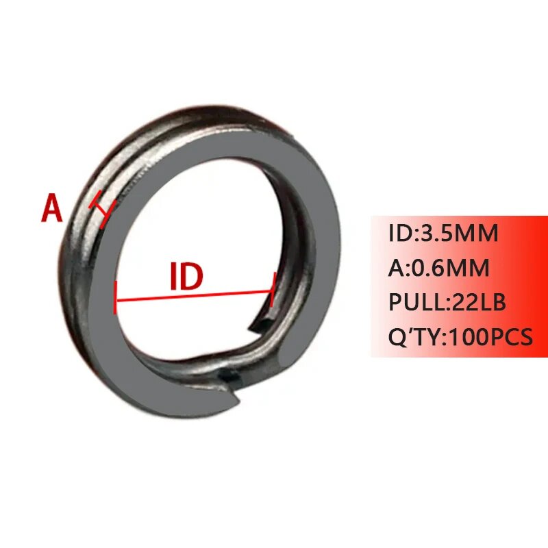 Рыболовные кольца, ID:3.5mm, A:0.6mm, 100шт