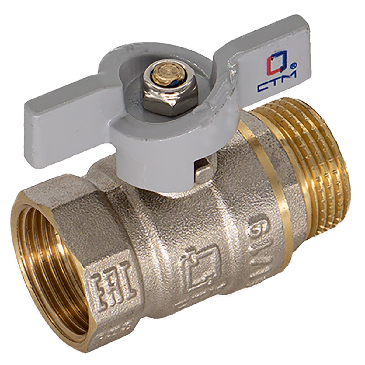 Кран шаровой латунный СТМ Стандарт, 3/4", внутренняя/наружная резьба, бабочка