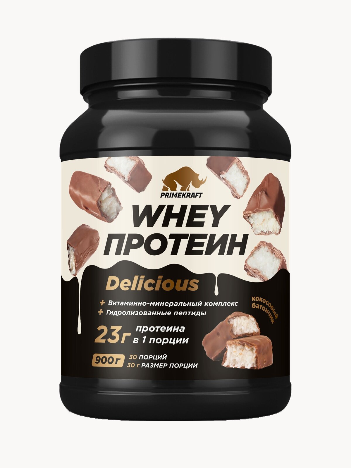 Протеин PRIMEKRAFT "Whey Delicious", кокосовый батончик "Баунти", 900г