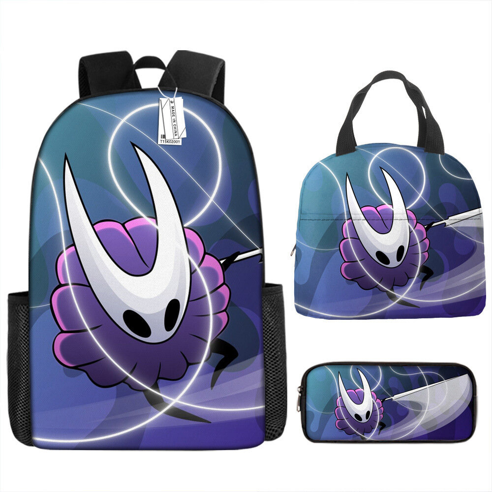 Сумки для начальной и средней школы Hollow Knight, рюкзак Hollow Knight, изолированная сумка для обеда, сумка-карандаш, набор из трех предметов
