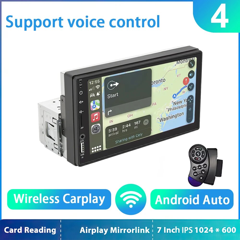 7" Автомагнитола 1DIN CarPlay Android Auto Wireless-171C-0
