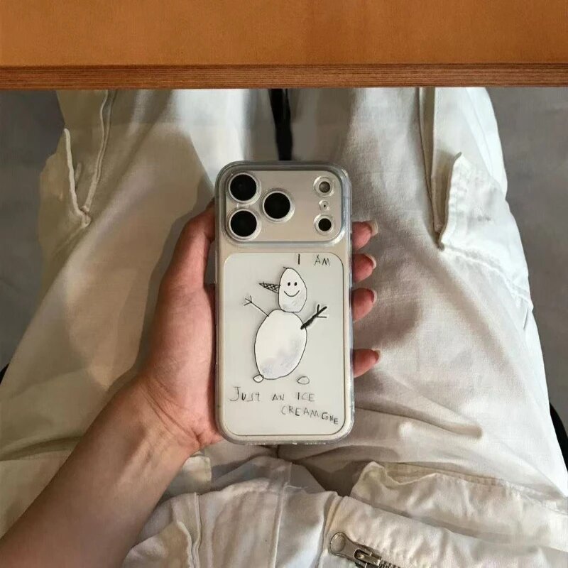 Корейский стиль Ins, зимний милый снеговик, креативный граффити, прозрачная мягкая оболочка, коробка для мобильного телефона 17, 16, 15, 14, 13, 12, 11 Pro Kawaii Айфон 15 Про Макс