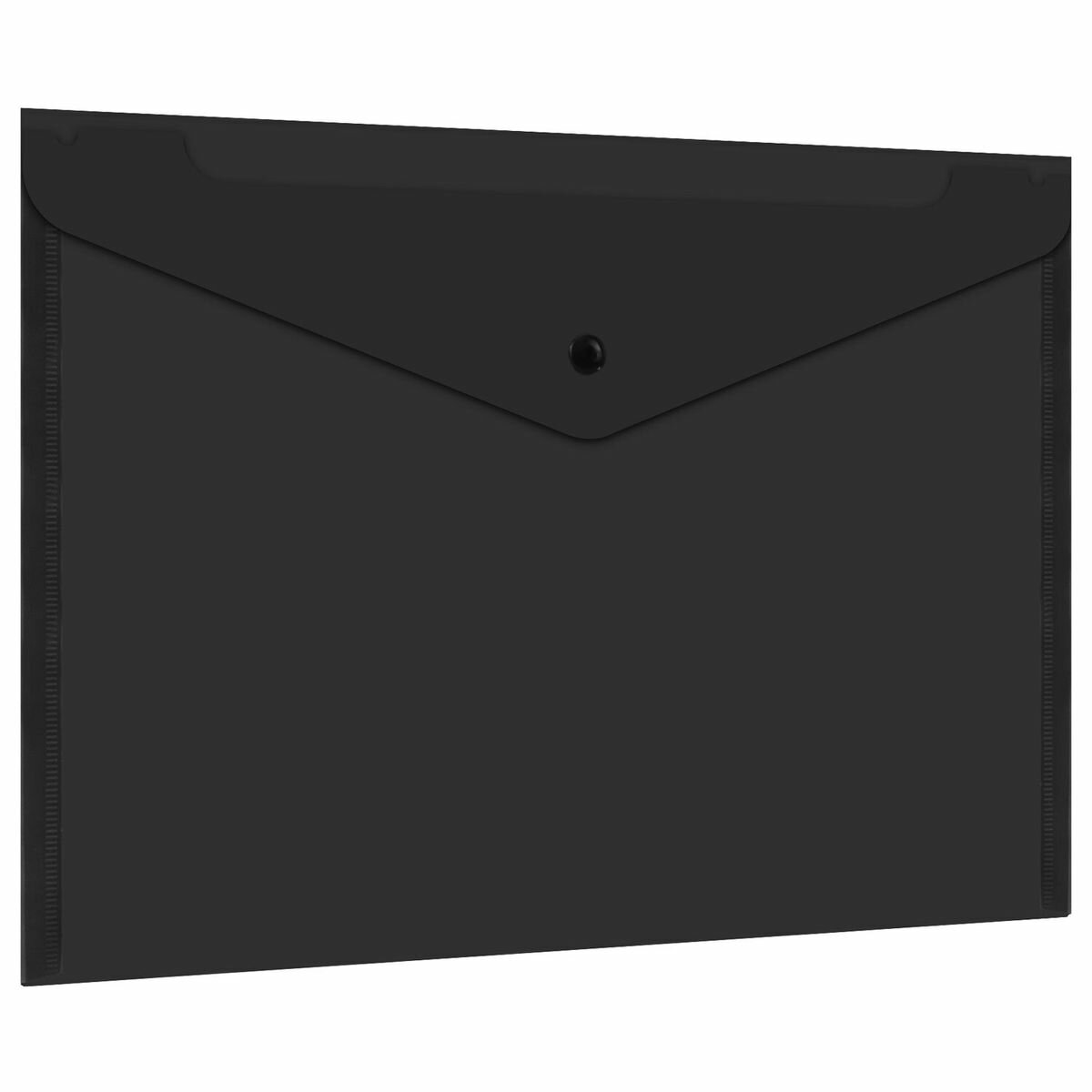 Папка-конверт на кнопке Brauberg Universal (А4, 150мкм, до 100 листов, пластик) прозрачная черная (273072)